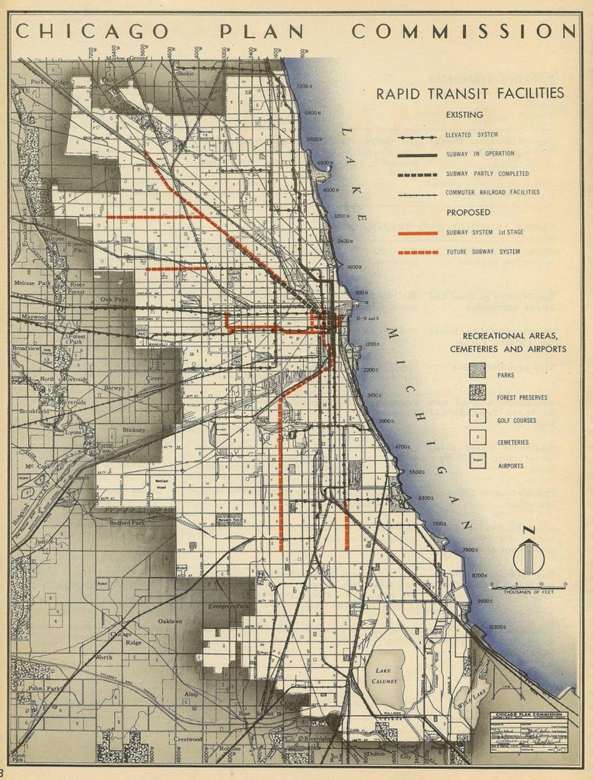 Métro de Chicago carte - carte de métro de Chicago (États-unis d'Amérique)